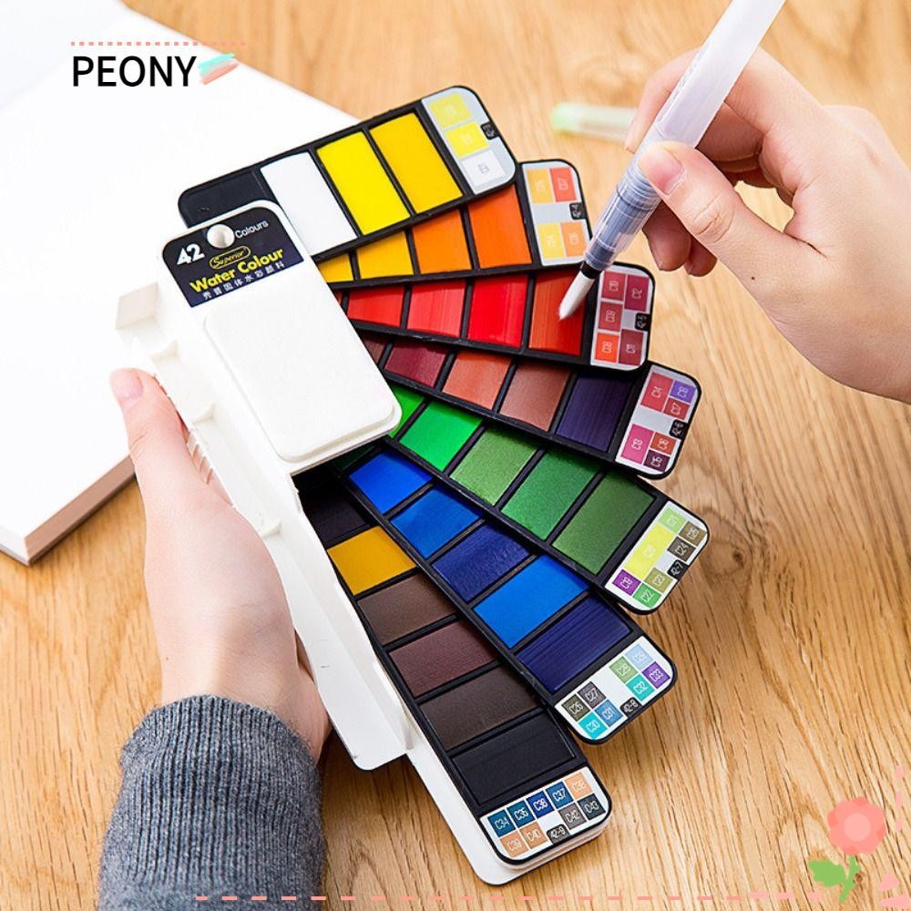 PEONYPH Watercolor Pigment, Folding 18/24/36/42 Colors Watercolor Paint ...