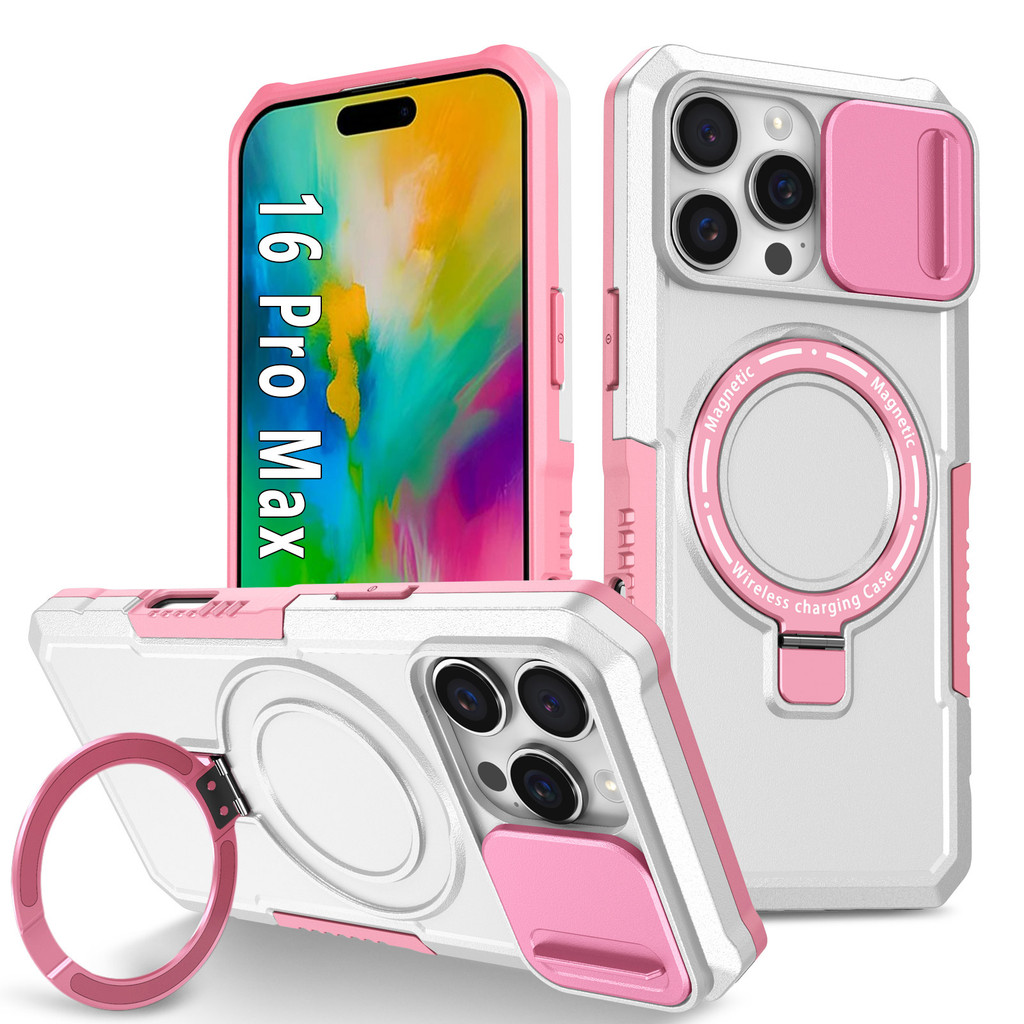 Ring Holder Sliding Window Magnetic Mobile Phone Case for iPhone 16 15 ...