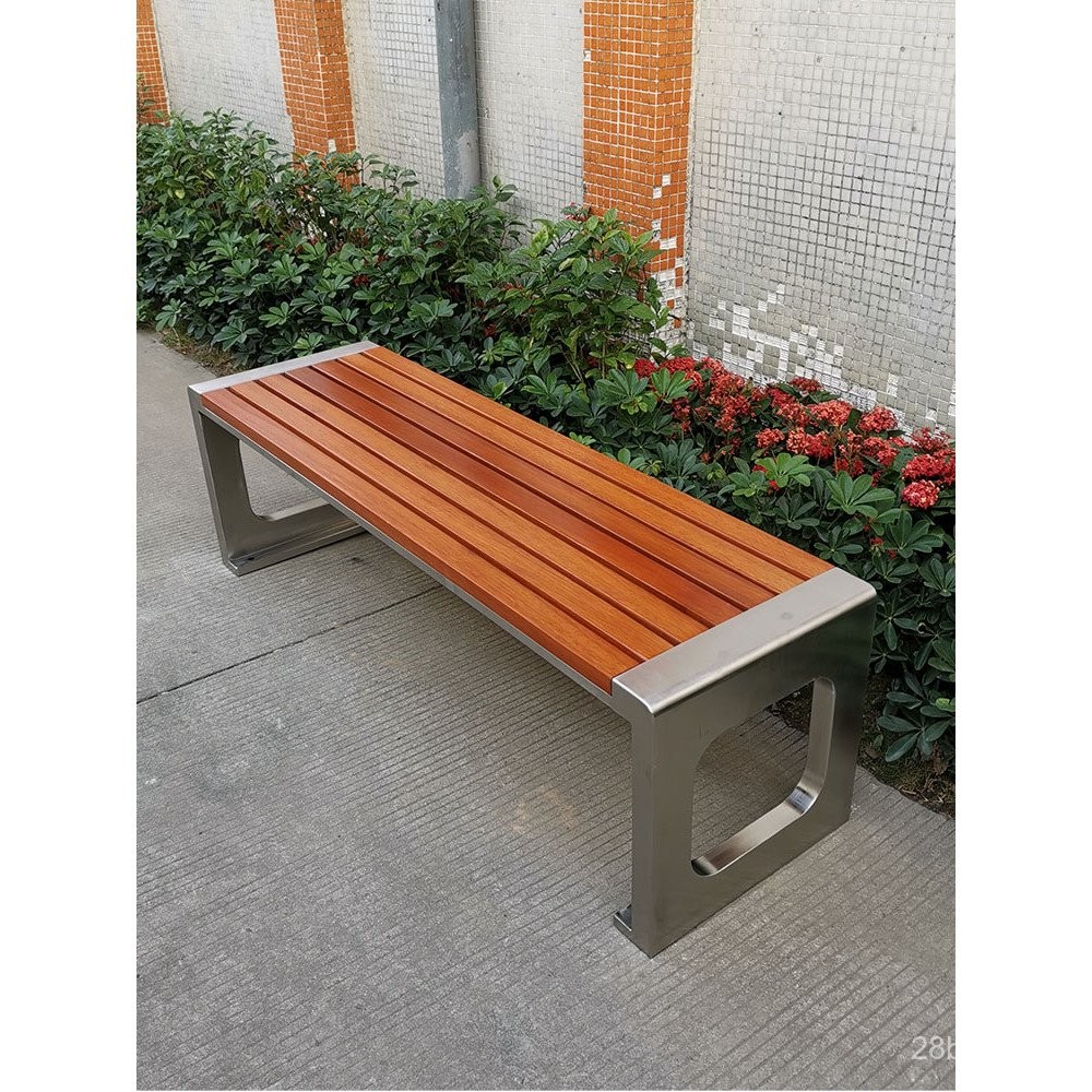 Park Bench Outdoor Long Chair Stainless Steel Seat Row Chair Square ...