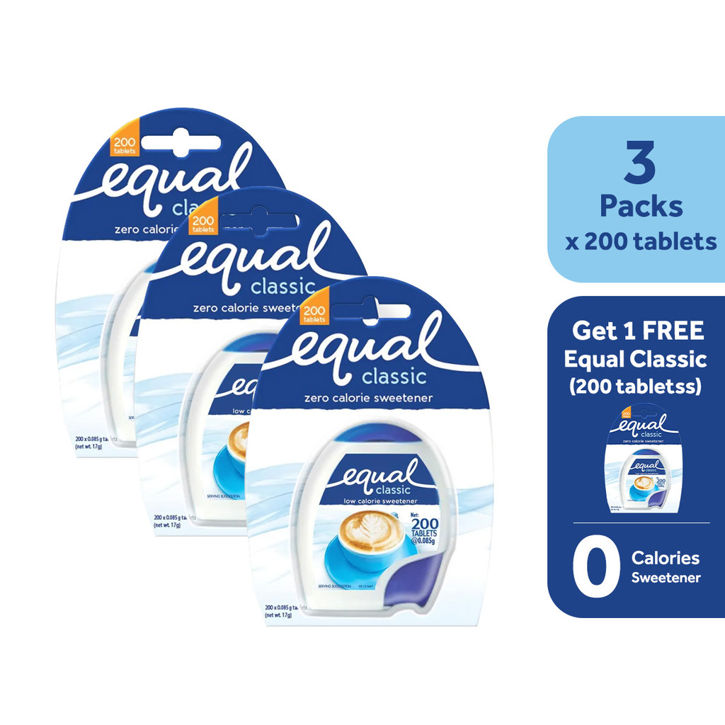 [B3G1] Buy 3 Packs of Equal Classic Zero Calorie Sweetener 200 Tablets ...