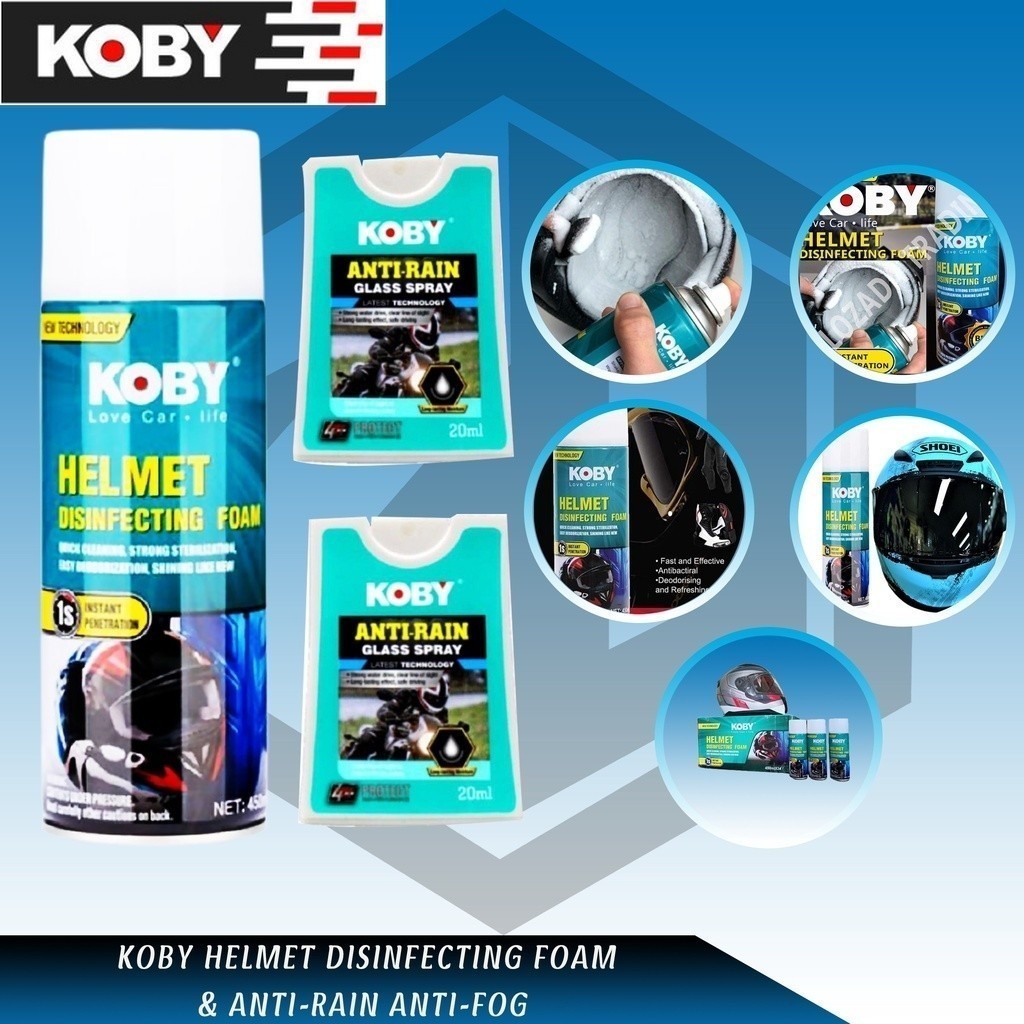 Koby Disinfecting Foam Helmet Spray 450ml Anti Rain Clean Anti Fog ...