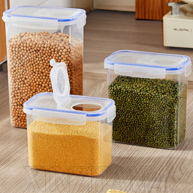 Clear Food Storage Bucket With Lid - Kitchen Dry Goods Container - Home ...