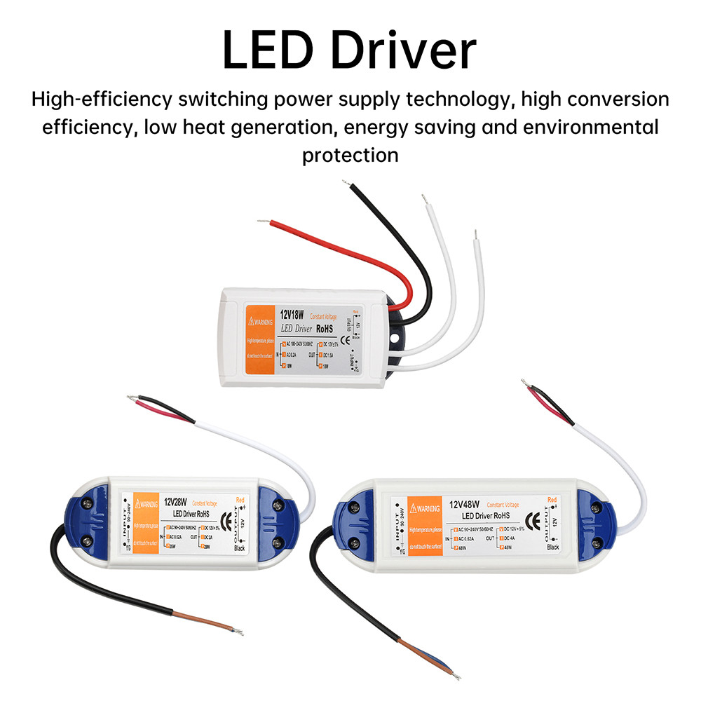 Pcbfun LED Driver Switching Power Adapter DC 12V 18W 28W 48W Transformer Constant Current Input ...
