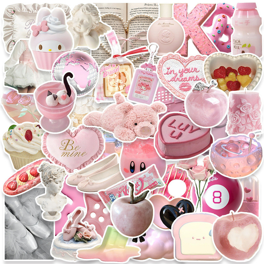 50Pcs Pink Cute Little Things Stickers - Kawaii Decor for Notebook ...