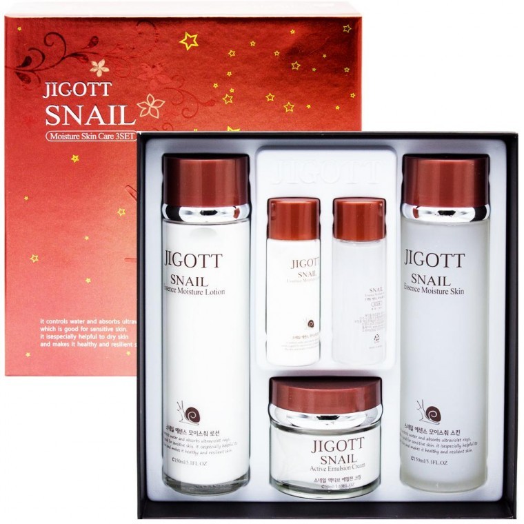 (Made in Korea) Jigott Snail Moisture Women's 3-Piece Skincare Set ...