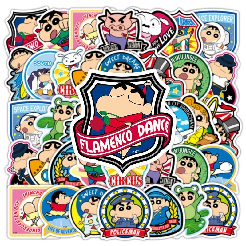 50pcs Crayon Shin-chan Stickers Cute and Funny Waterproof Anime Designs ...