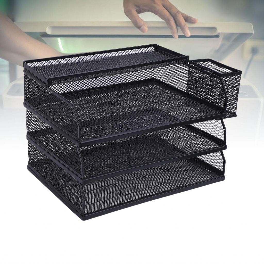 3 Tier Paper Organizer Non Deform Letter Tray Iron Space Saving Slip ...
