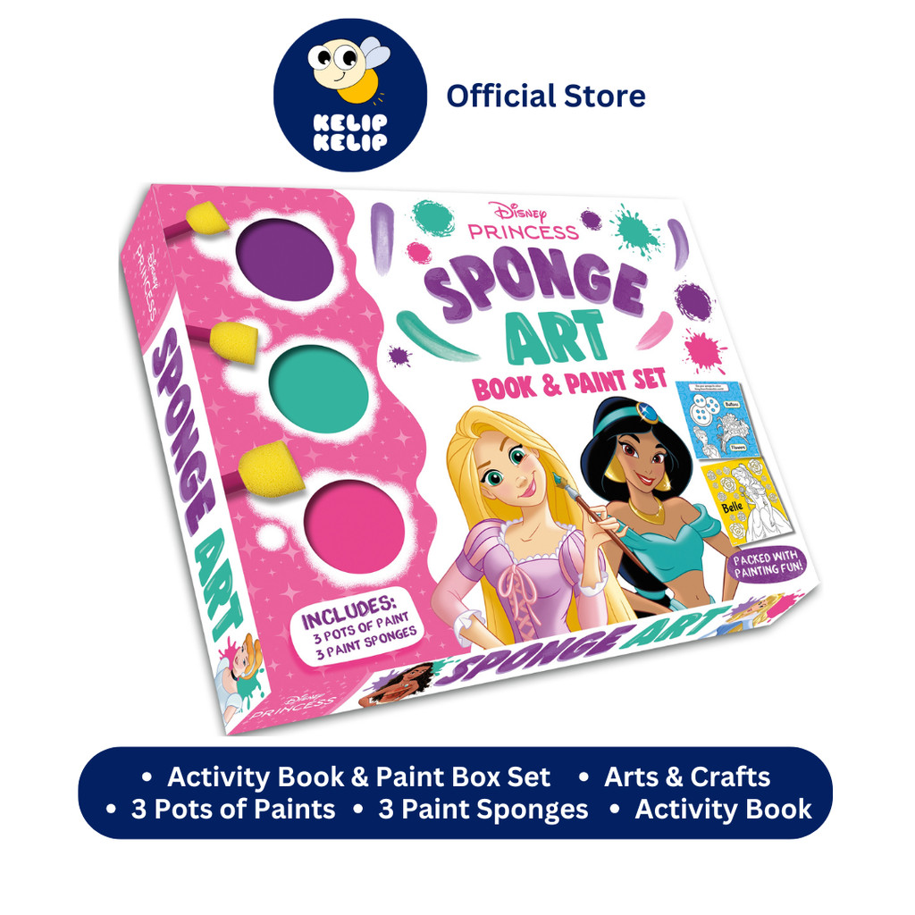 Disney Princess Sponge Art Book & Paint Boxset For Kids To Do Art ...