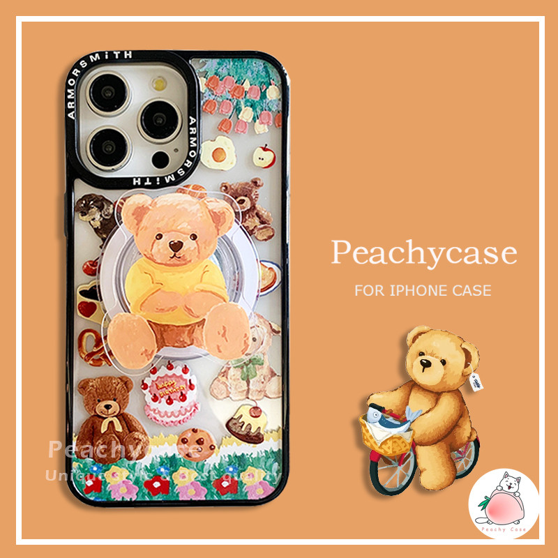 Kawaii Cake Bread Bear Holder Stand Magnetic Wireless Charging Phone ...