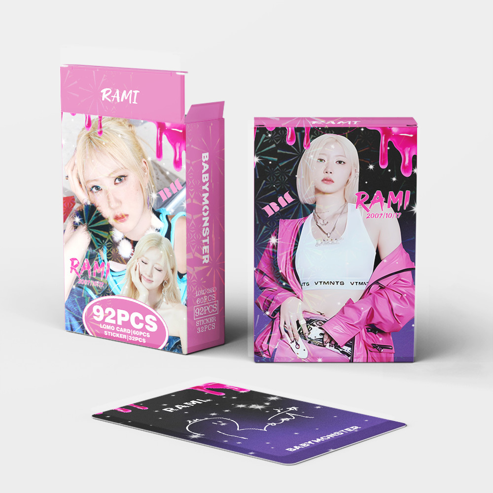 92pcs/box BABYMONSTER RAMI DRIP Ghost Lomo Cards Stickers BABYMONS7ER ...
