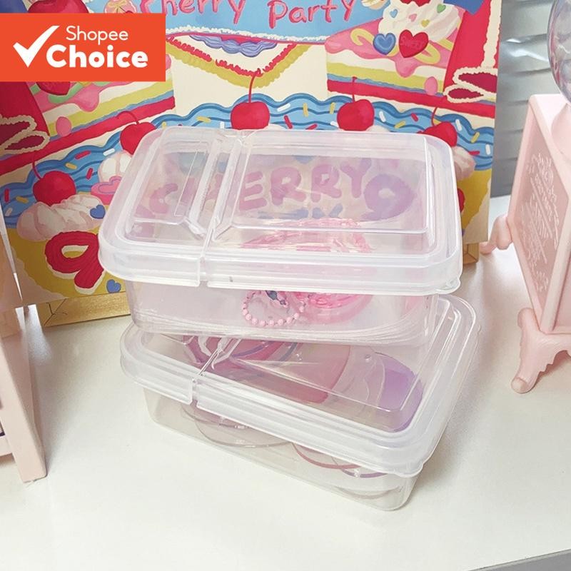 INS 3inch Clear Plastic Sticker Storage Box Transparent Rectangle ...