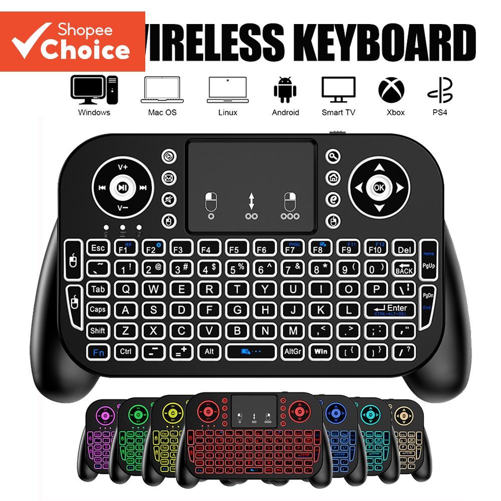 V8 Mini Wireless Keyboard 1pc 2.4G BT 7 Color Backlit Lithium Air Mouse ...