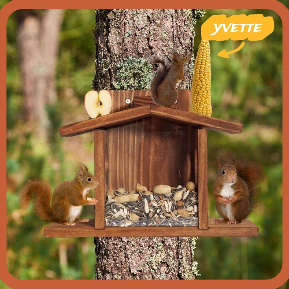 YVE Squirrel Feeder, Wooden With Corn Cob Holder Squirrel Food ...