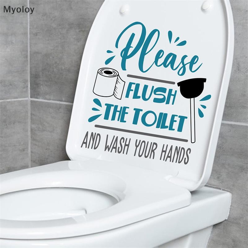 [Myoloy] Flush The Toilet PVC Toilet Stickers Creative Washroom Toilet ...
