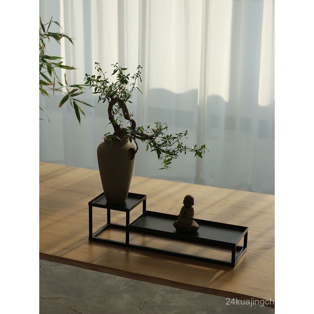 Chinese Style Iron Art Desktop Tea Set Cup Storage Rack Purple Clay ...