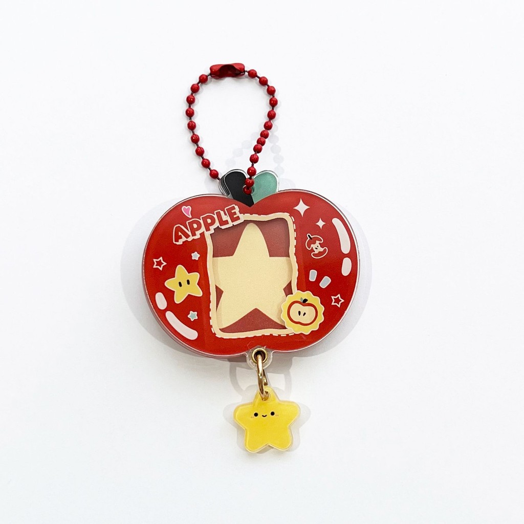 Personal Cartoon Keychain Compact Hanging Pendant Checkered Apple Core ...