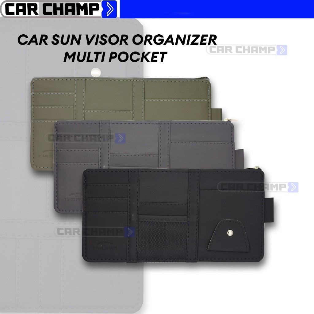 Car Sun Visor Organizer Multi-Pocket Net Car Card Holder Pocket with ...
