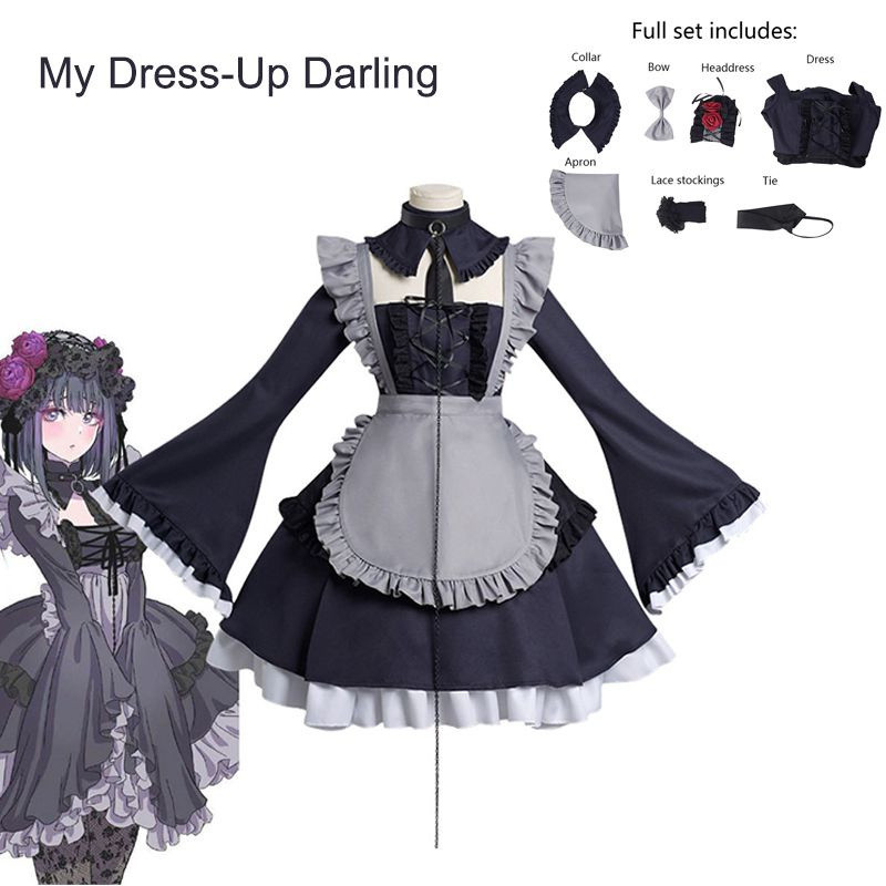 My Dress-Up Darling Cosplay Kitagawa Marin Anime Lolita Maid Dress Long ...