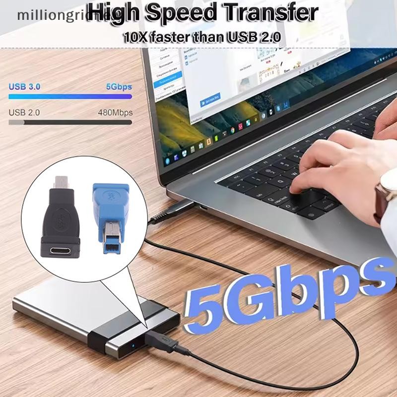 [milliongridnew] USB Type C 3.0 Female To USB 3.0 B Male Data Adapter ...