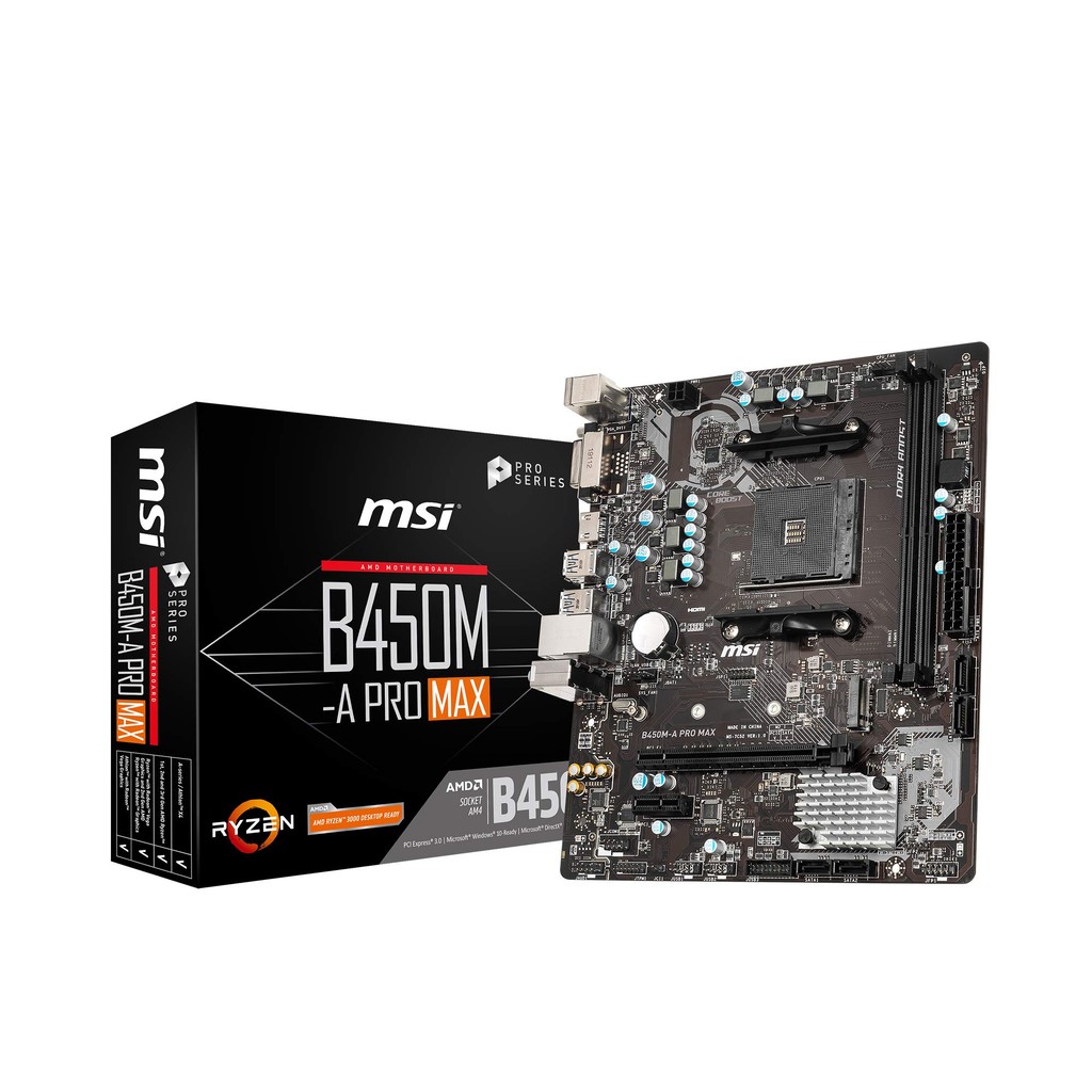MSI B450M-A PRO MAX Motherboard AMD B450 AM4 Ryzen DDR4 Micro-ATX Turbo ...