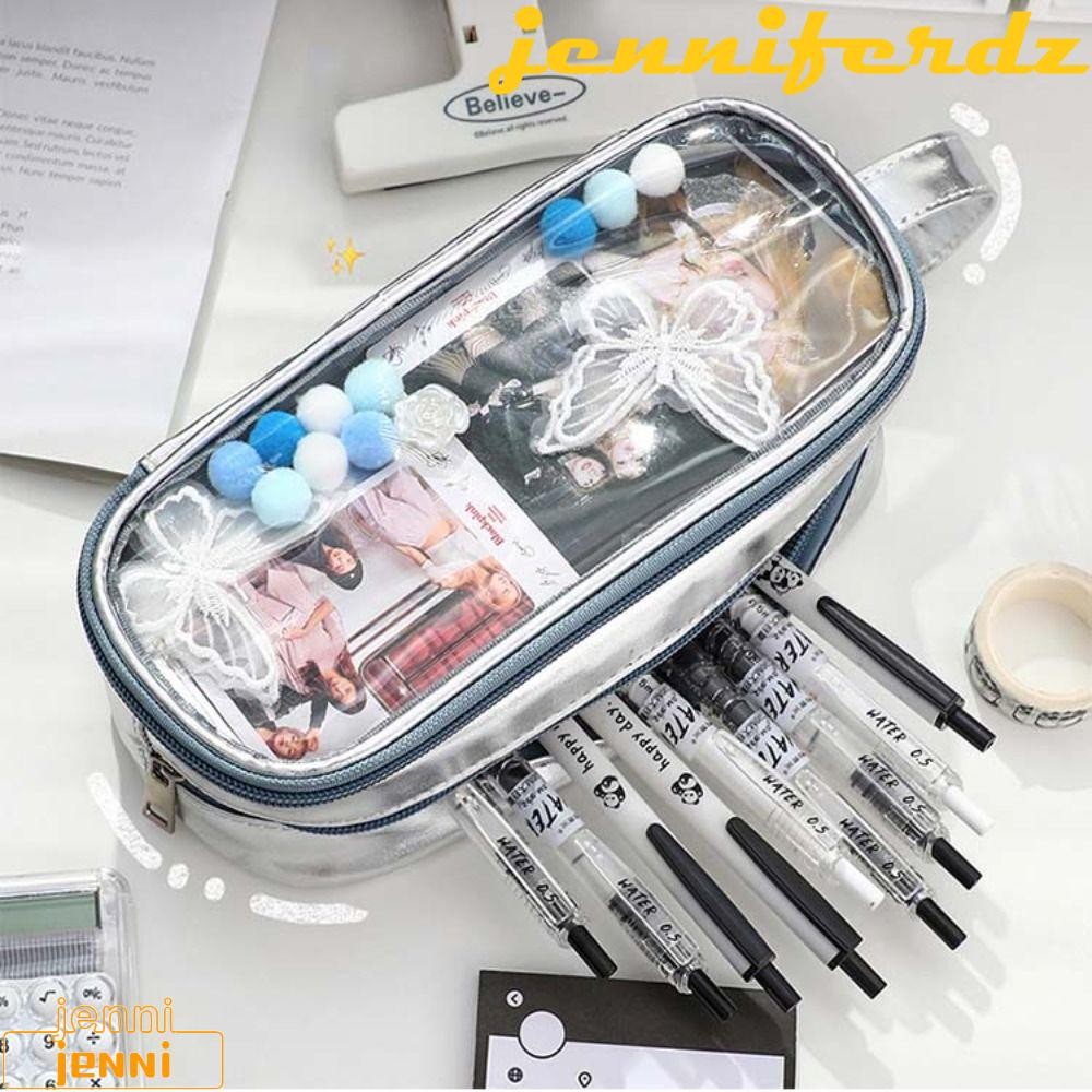 JENNIFERDZ Silver Pencil Case, Large Capacity Itabag Transparent Pencil ...