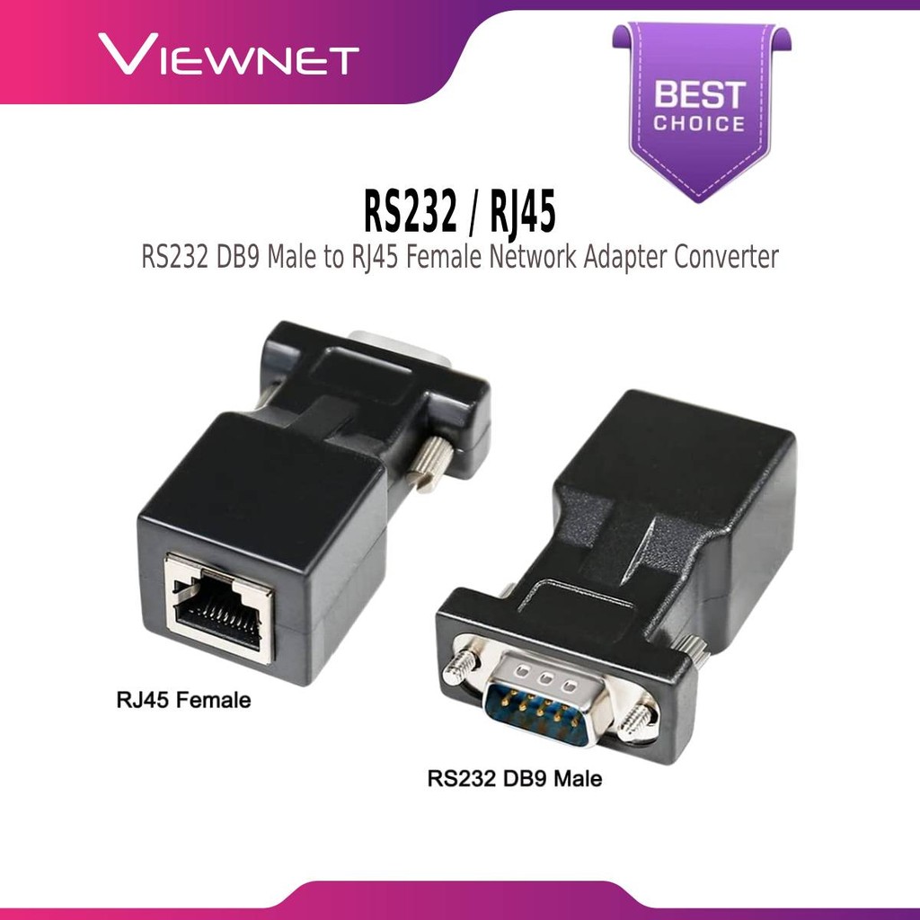 RS232 DB9 MALE TO RJ45 FEMALE NETWORK ADAPTER ETHERNET CONVERTER FOR ...