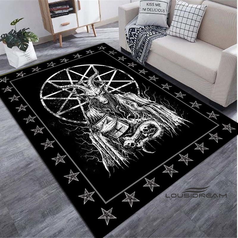 Dark Satan Five-Pointed Star Printed Carpet, Gothic Decorative Mat ...