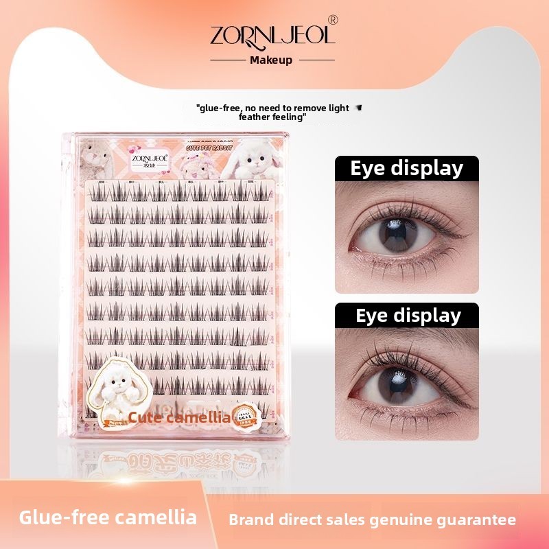 Large Capacity Camellia Sun Eyelashes Glue-Free Novice Simulation False ...