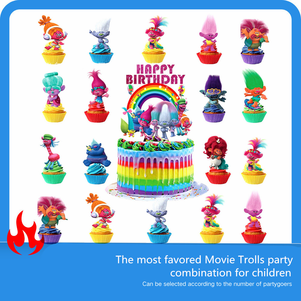Movie Trolls Cake Topper Kids Birthday Festive Party Decoration Kids ...