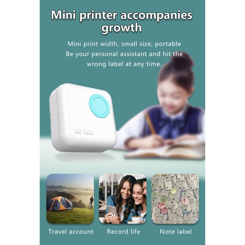 Left Bluetooth-compatible Photo Label Memo List Printing Pocket ...