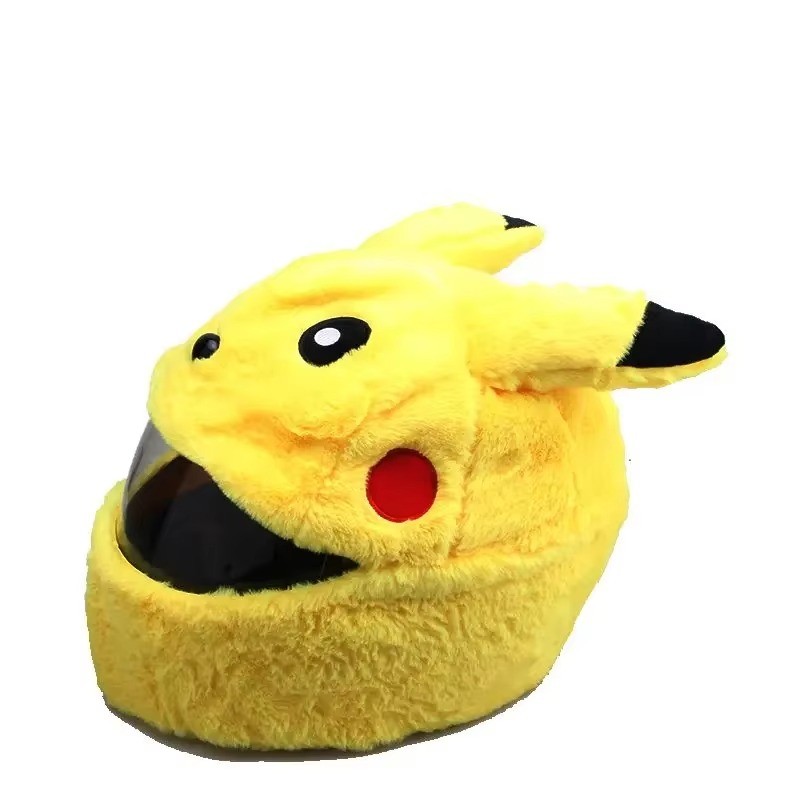 Pokemon Pikachu Motorcycle Helmet Protection Cover Cartoon Fluffy Plush ...