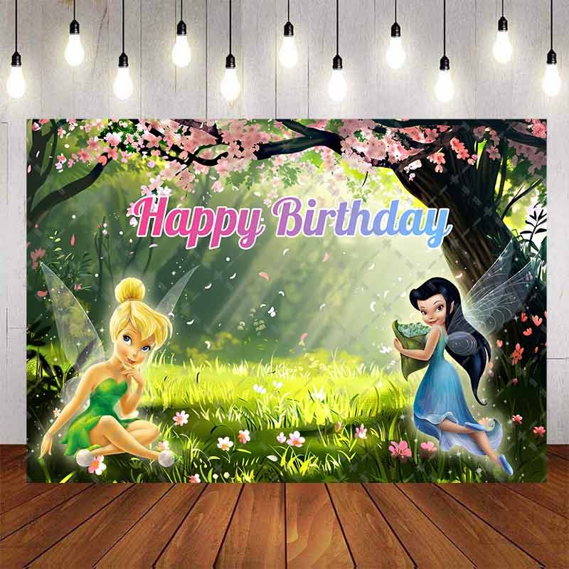 Cartoon Princess Tinker Bell Party Birthday Backdrop For Photography ...