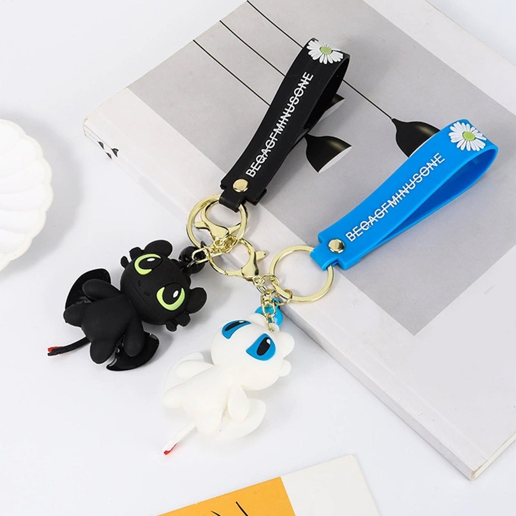 Cartoon How to Train Your Dragon Doll Keychain Light Fury Night Fury ...