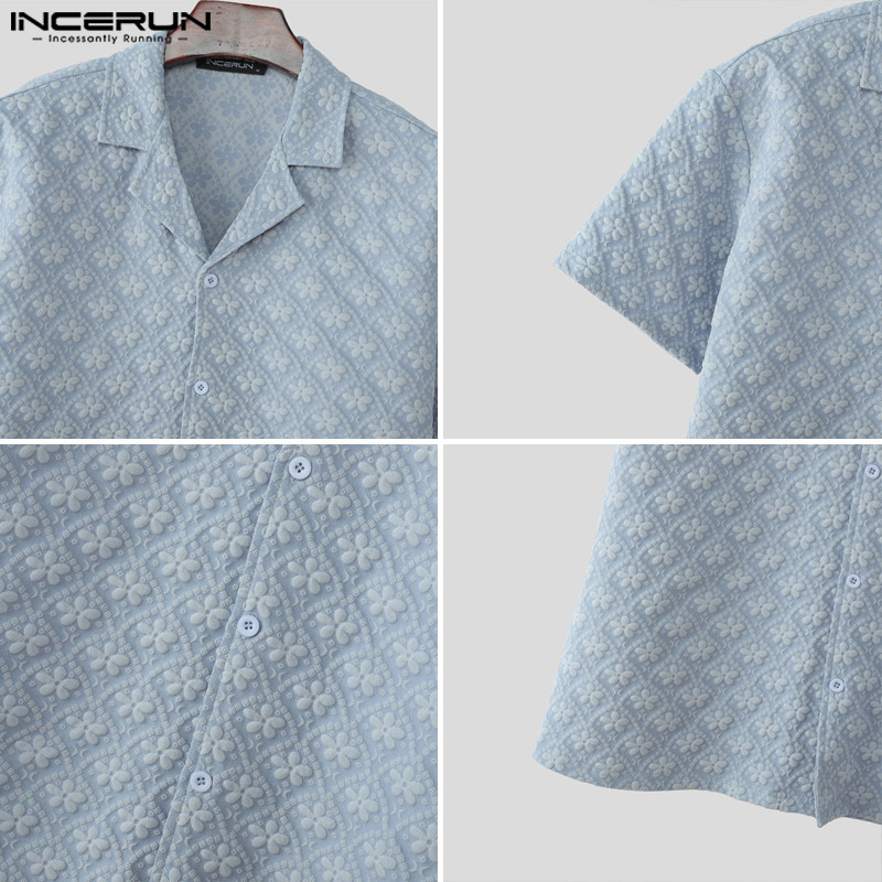 INCERUN Men's Muscle Lace Short Sleeve Casual Shirt | Shopee Philippines