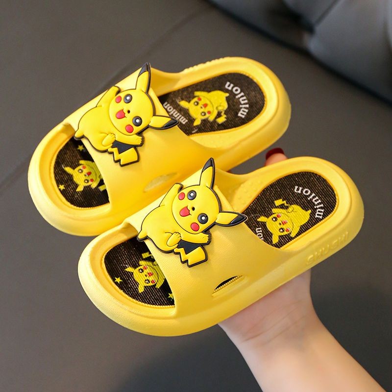 Children Slippers Boys Cartoon Pikachu Cute Home Anti-Slip Thick-Soled ...