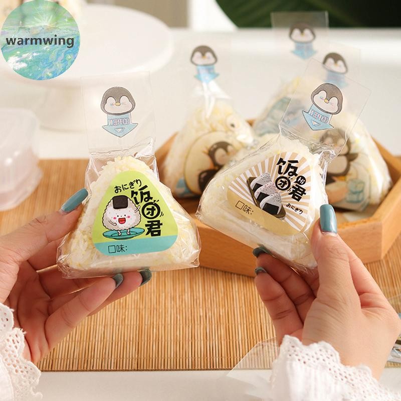 Warmwing 50PCS Cartoon Penguin Triangle Rice Ball Packing Bag Seaweed ...