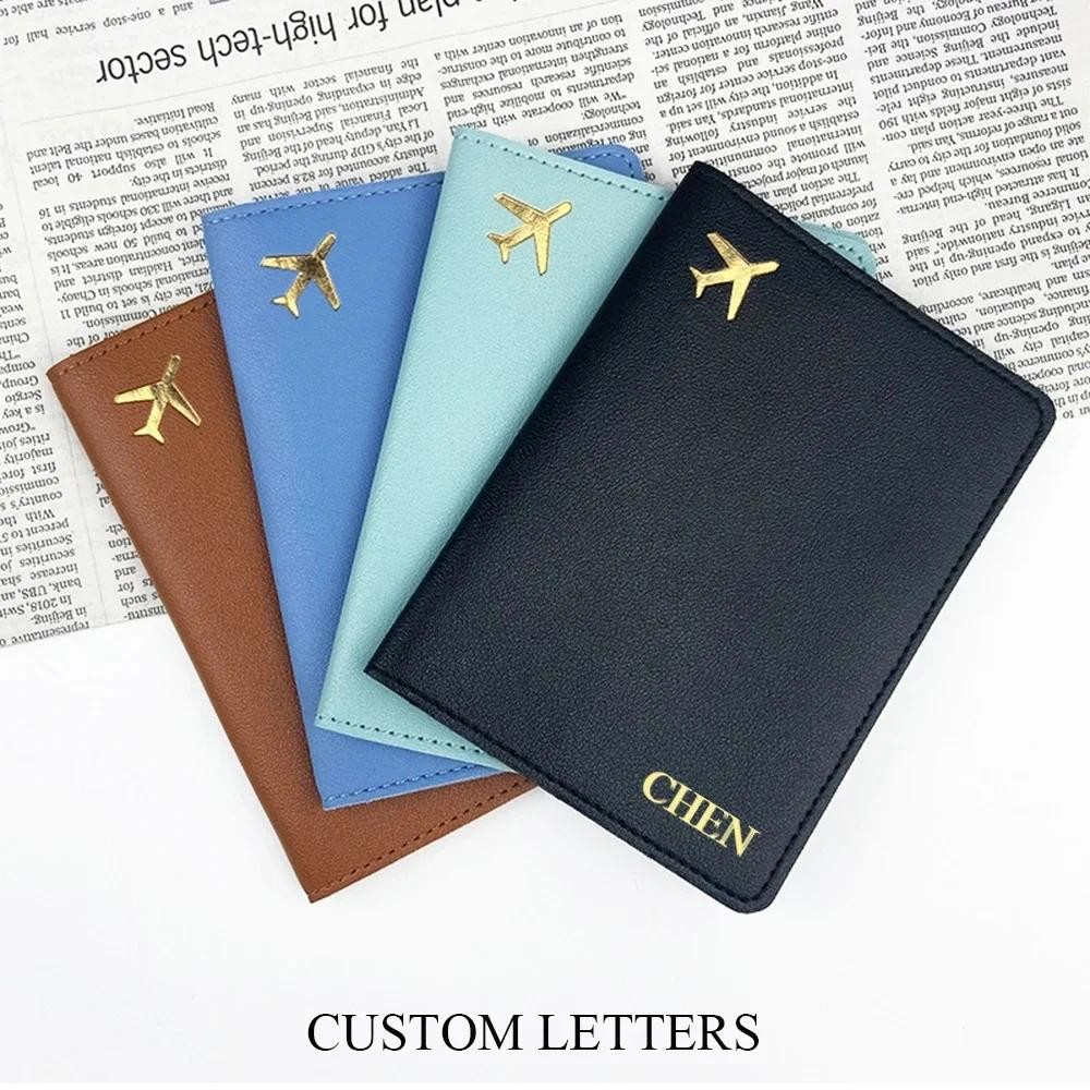 Custom Initials Letter Travel Passport Holder Cover Case Airplane ...