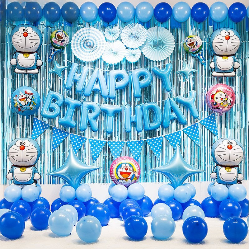 KKL DORAEMON THEME FOIL BALLOONS ROUND JUMBO MINI STICKS HAPPY BIRTHDAY ...
