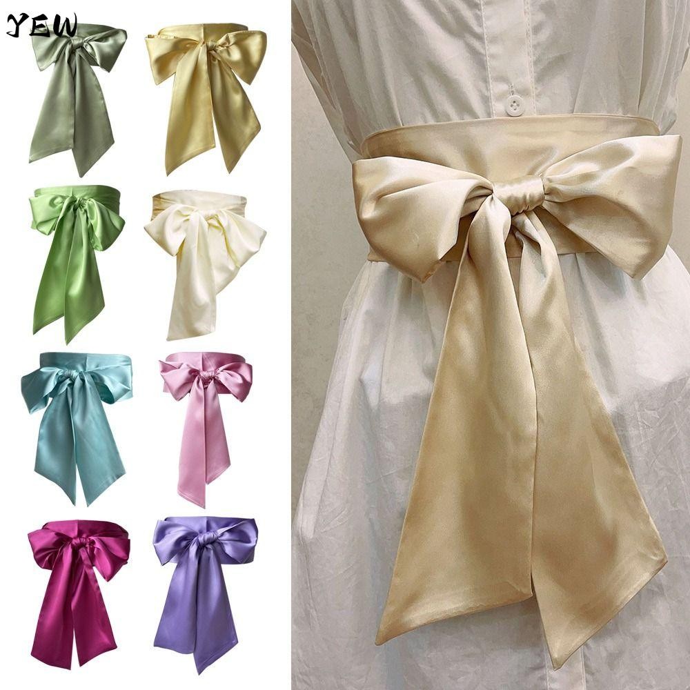 YEW Bow Corset Waist Belt, Wide Decorative Bowknot Fabric Ribbon ...