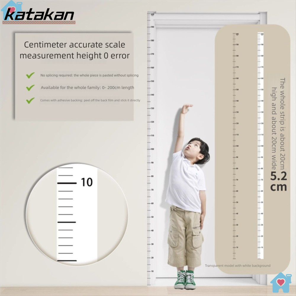 KATAKAN Height Measurement Sticker, Waterproof Self-adhesive Child Growth Chart, 2M Height ...