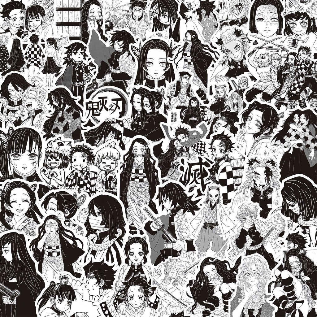 75Pcs Demon Slayer Stickers - Tanjiro/Nezuko/Giyuu/Kanao Decor - Black ...