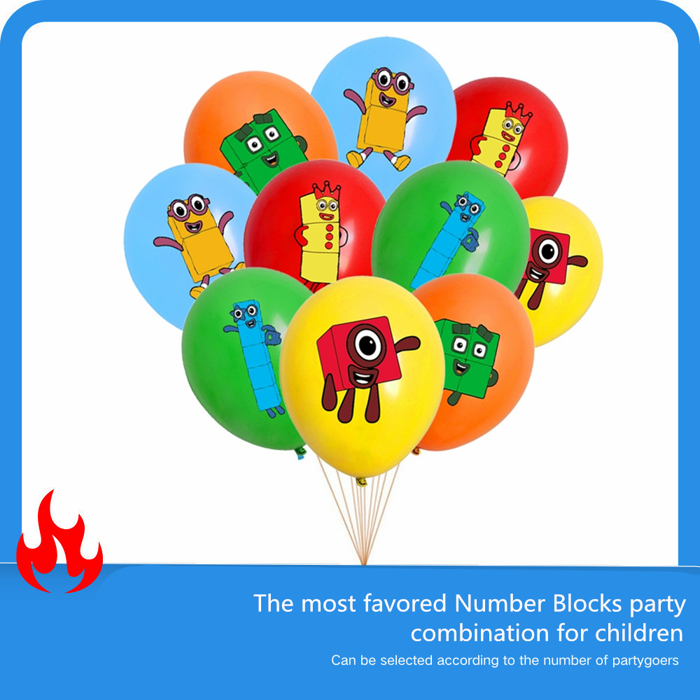 10pcs Number Blocks Balloon 12inch Latex Balloon For Kids Party Festive ...