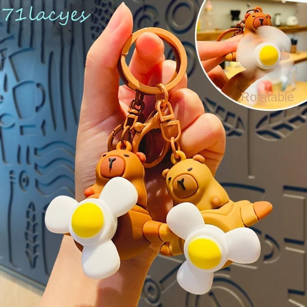 LACYES Capybara Keychain, Cartoon Capibala Happy Spin Capybara Keyring ...