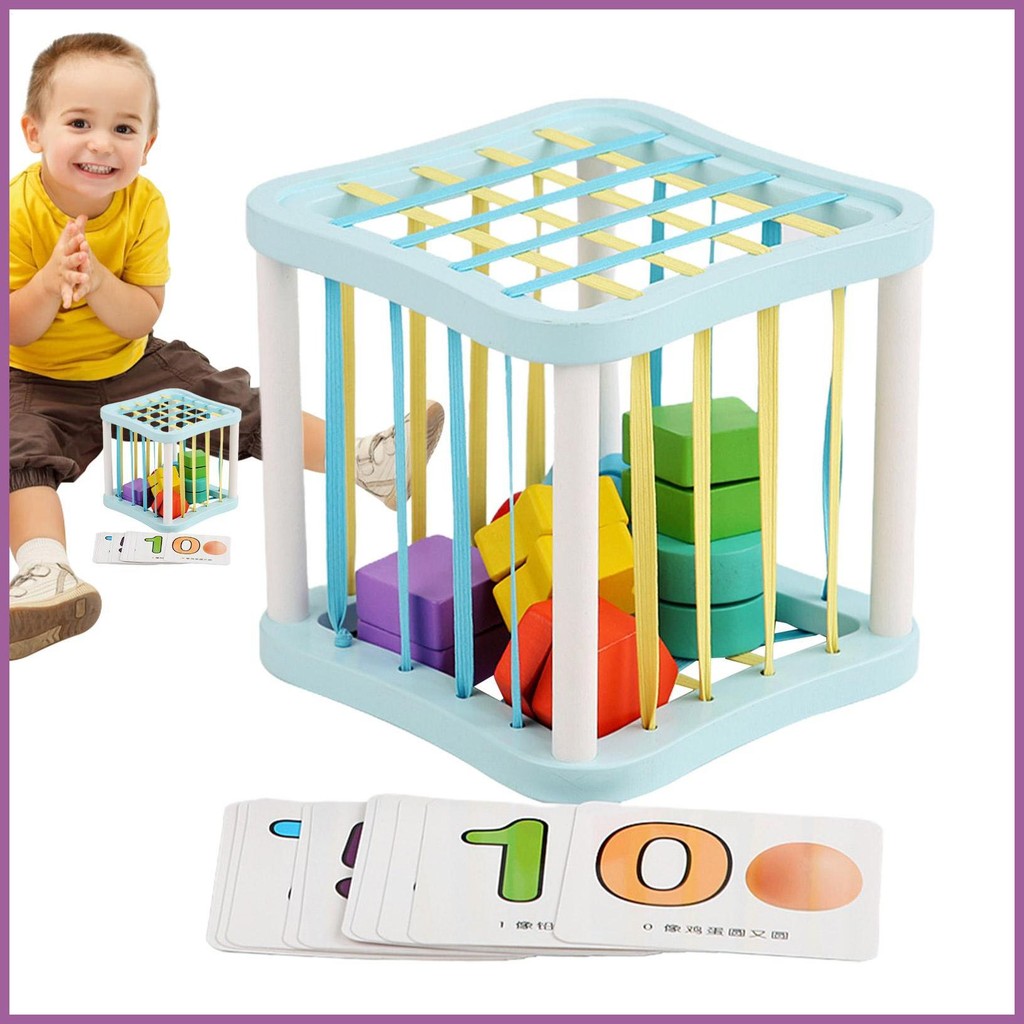 Activity Cube Bins Shape Learning Toys for Kids Shape Sorter Educational Toys With 10 Double ...