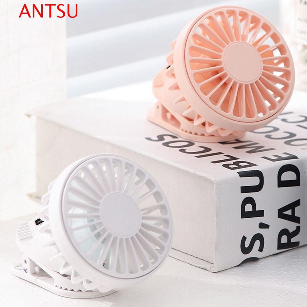 ANTSU Portable Solar Fan, Low Noise 3 Gears Clip on Mini Fan, Stable ...