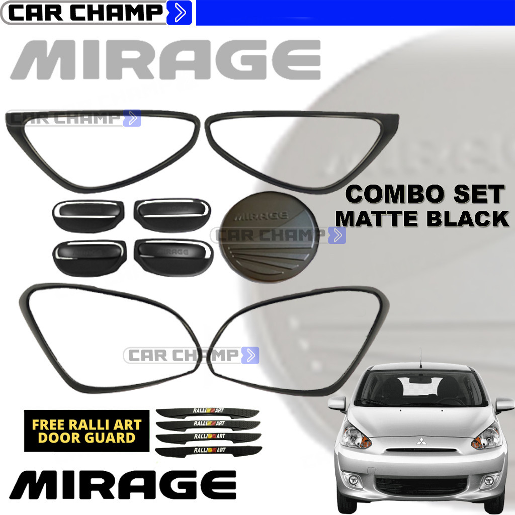 Mirage Hatchback 2016 to 2023 GLS Combo Set ( MATTE BLACK / CHROME ...