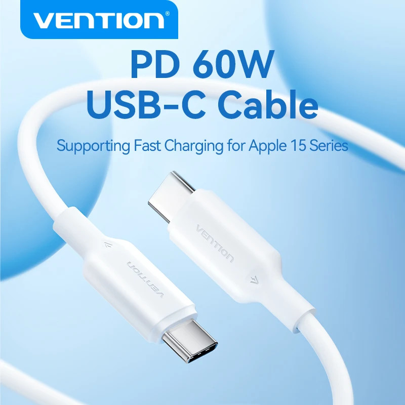 Vention USB Type C Cable 60W 3A Fast Charging Wire Mobile Phone USB ...