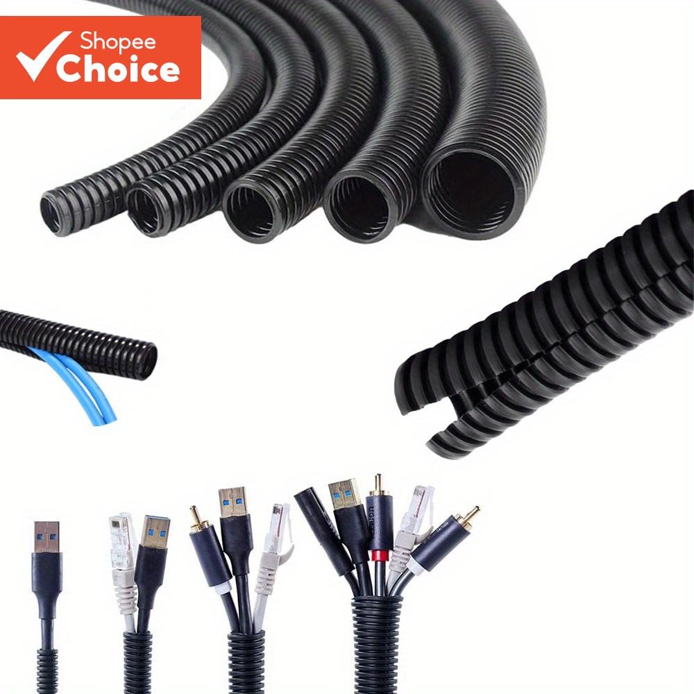 1pc 6m Split Loom Tubing Wire Conduit, Black Corrugated Wire Tube Cable ...