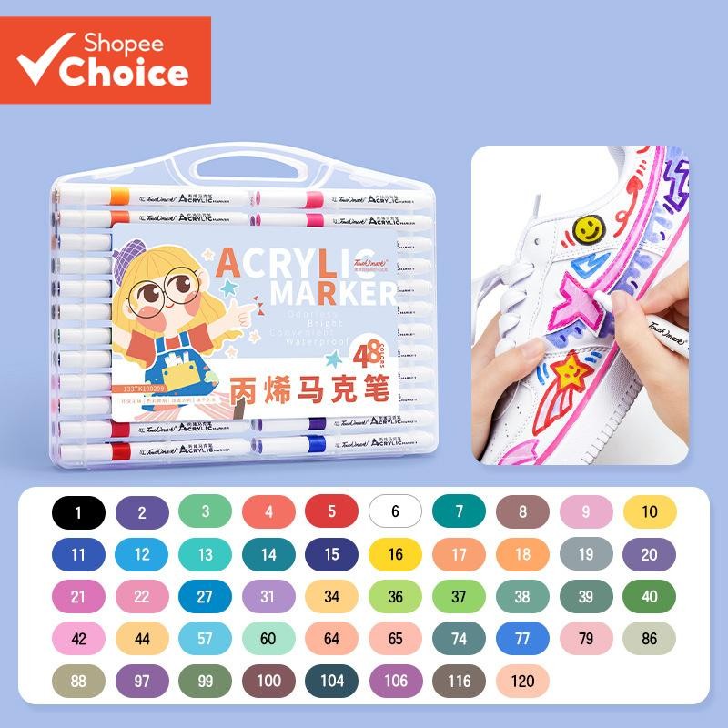 48pcs Acrylic Marker 2.0mm Nib Thick Rod White Rod Waterproof Stackable ...
