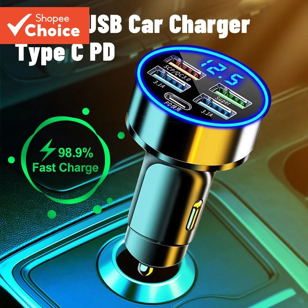 Fast Charging 150W 5 Ports Car Charger PD QC3.0 USB C Car Phone Charger ...